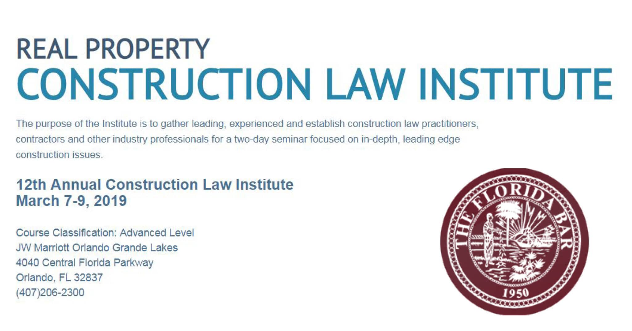Florida Bar Real Property Annual Construction Law Institute | VERTEX